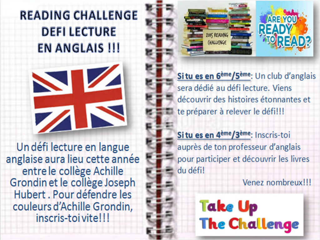 Reading Challenge / Défi Lecture | Collège Achille GRONDIN