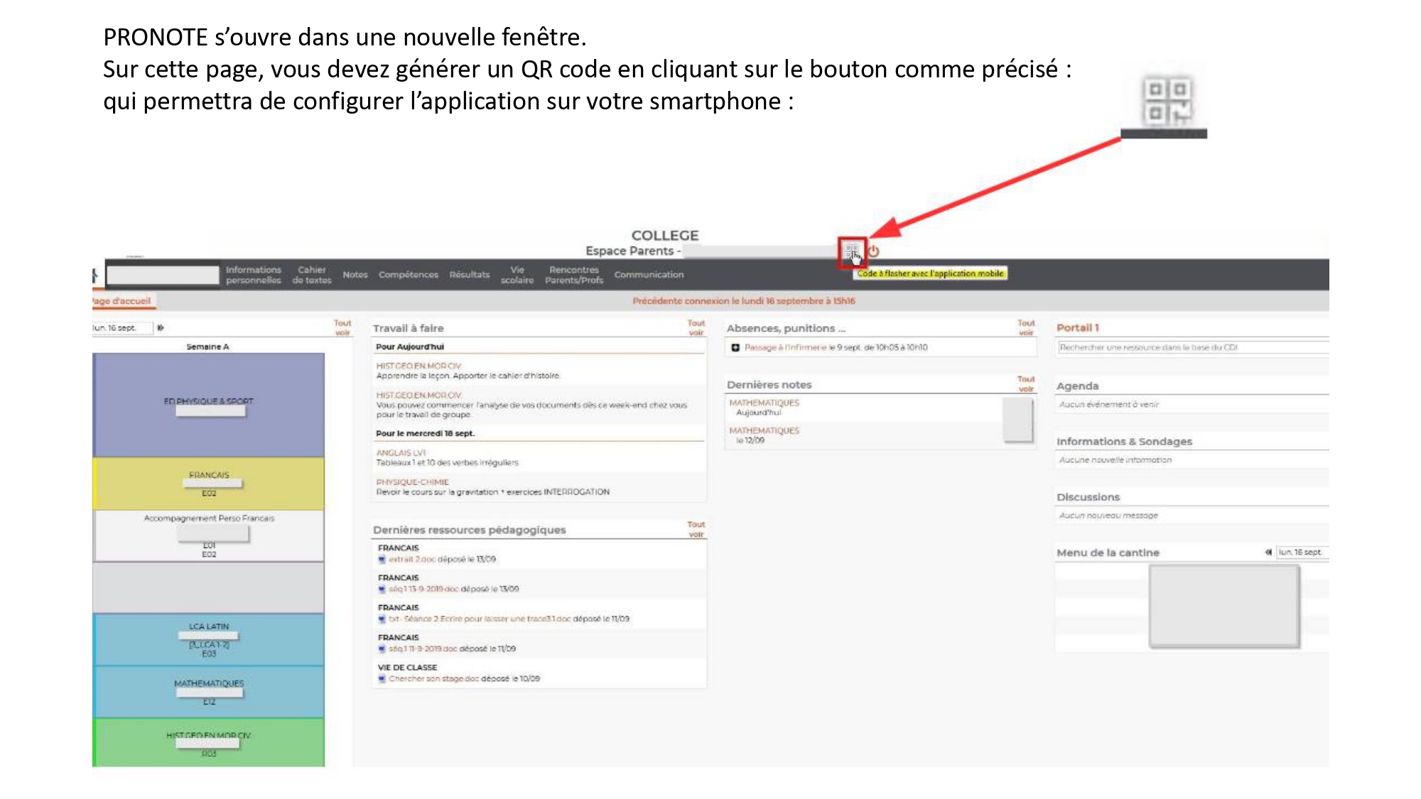 Se connecter à Pronote avec l’application – Site du Collège Henri MATISSE