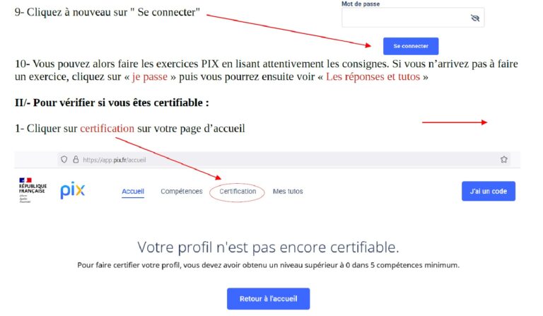 Procédure pour se connecter à la certification PIX – Collège Jules Solesse