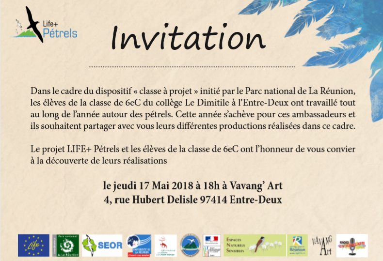 Invitation soirée Pétrels – Collège Capitaine Dimitile