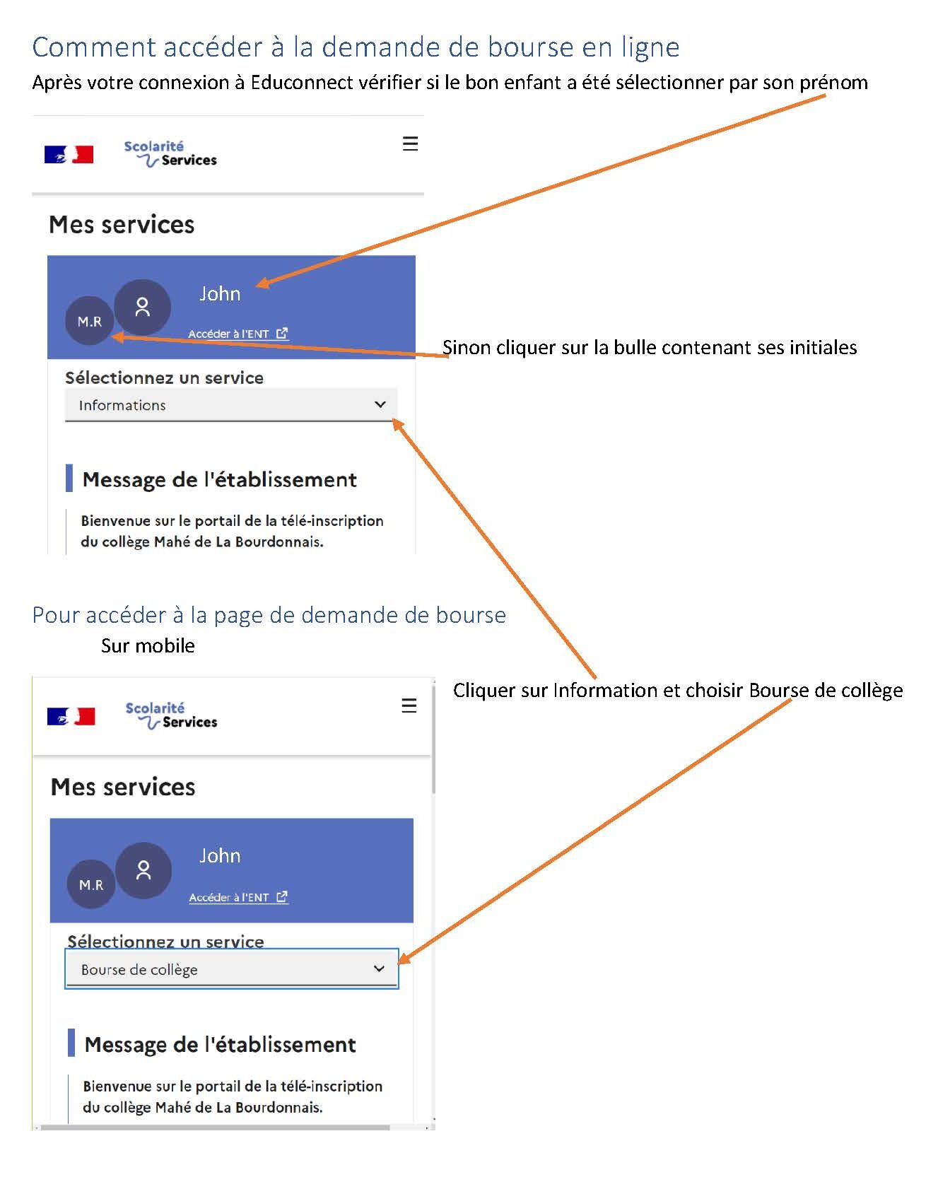 Comment accéder à la demande de bourse en ligne | Collège Mahé de La Bourdonnais