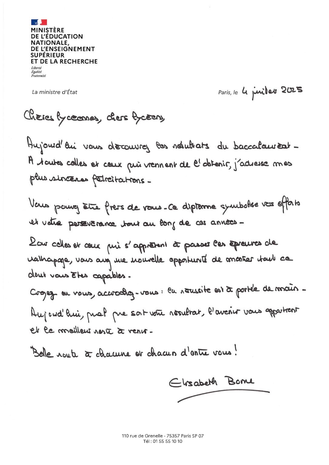 Message de la Ministre à l’attention des élèves de Terminale | Lycée ...