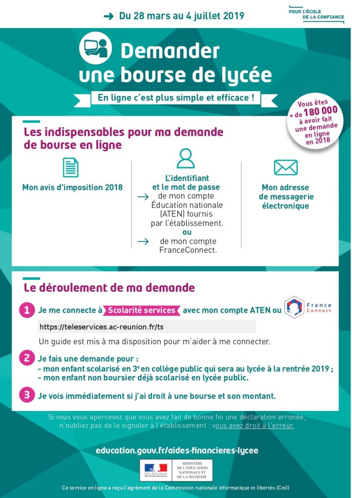 Campagne de bourse de lycée 2019/20 : en ligne