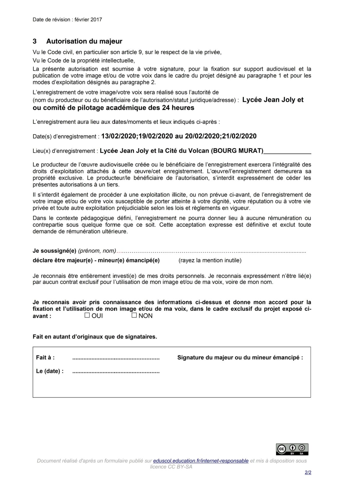 Formulaires – Edition 2020