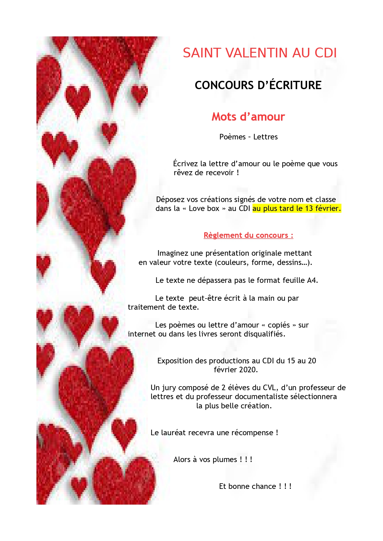 Résultat du concours de la Saint Valentin